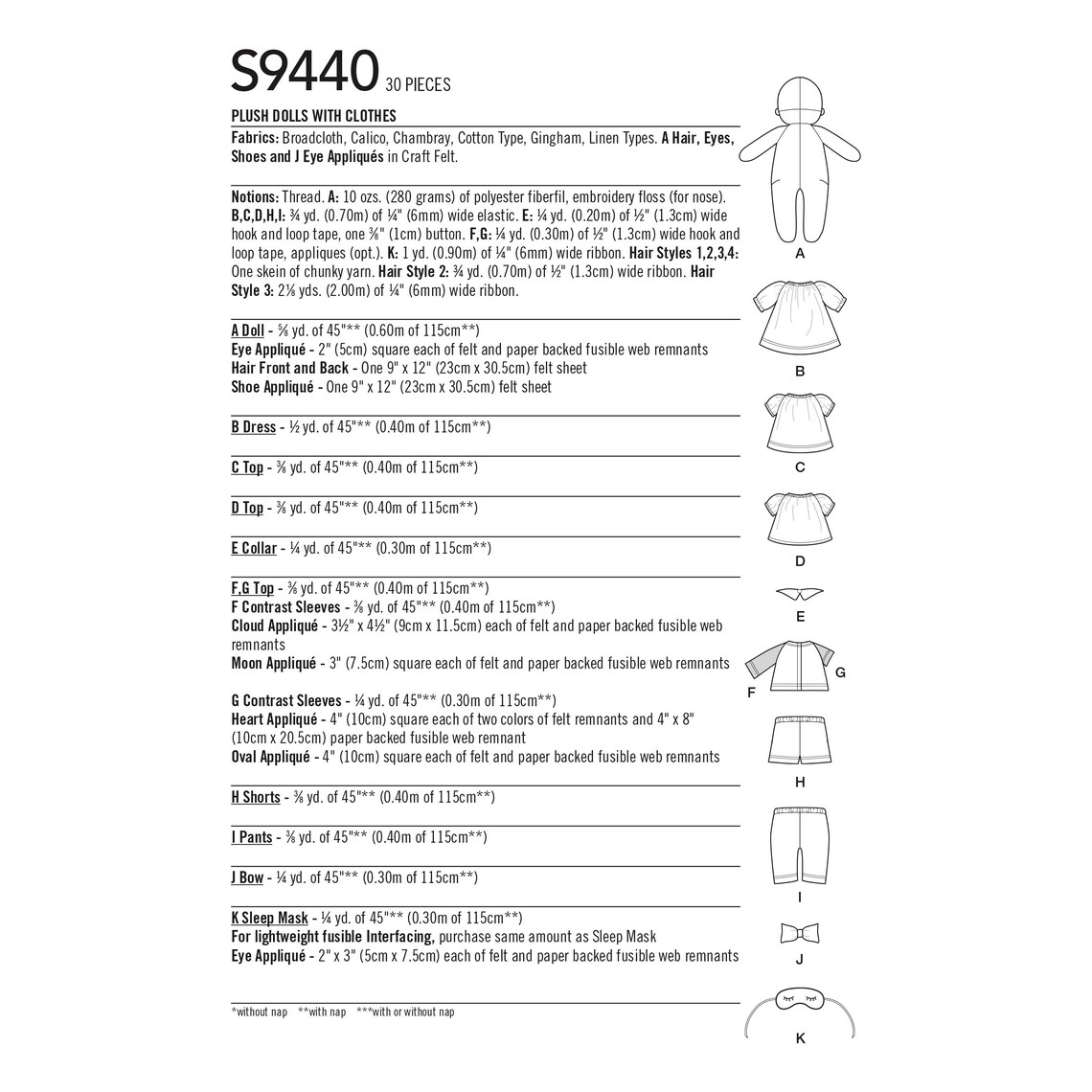 Simplicity Sewing Pattern S9440 Plush Dolls With Clothes | Etsy