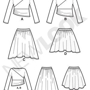 OUT of PRINT New Look Sewing Pattern 6339 Girl's Skirts and Knit Top - Etsy