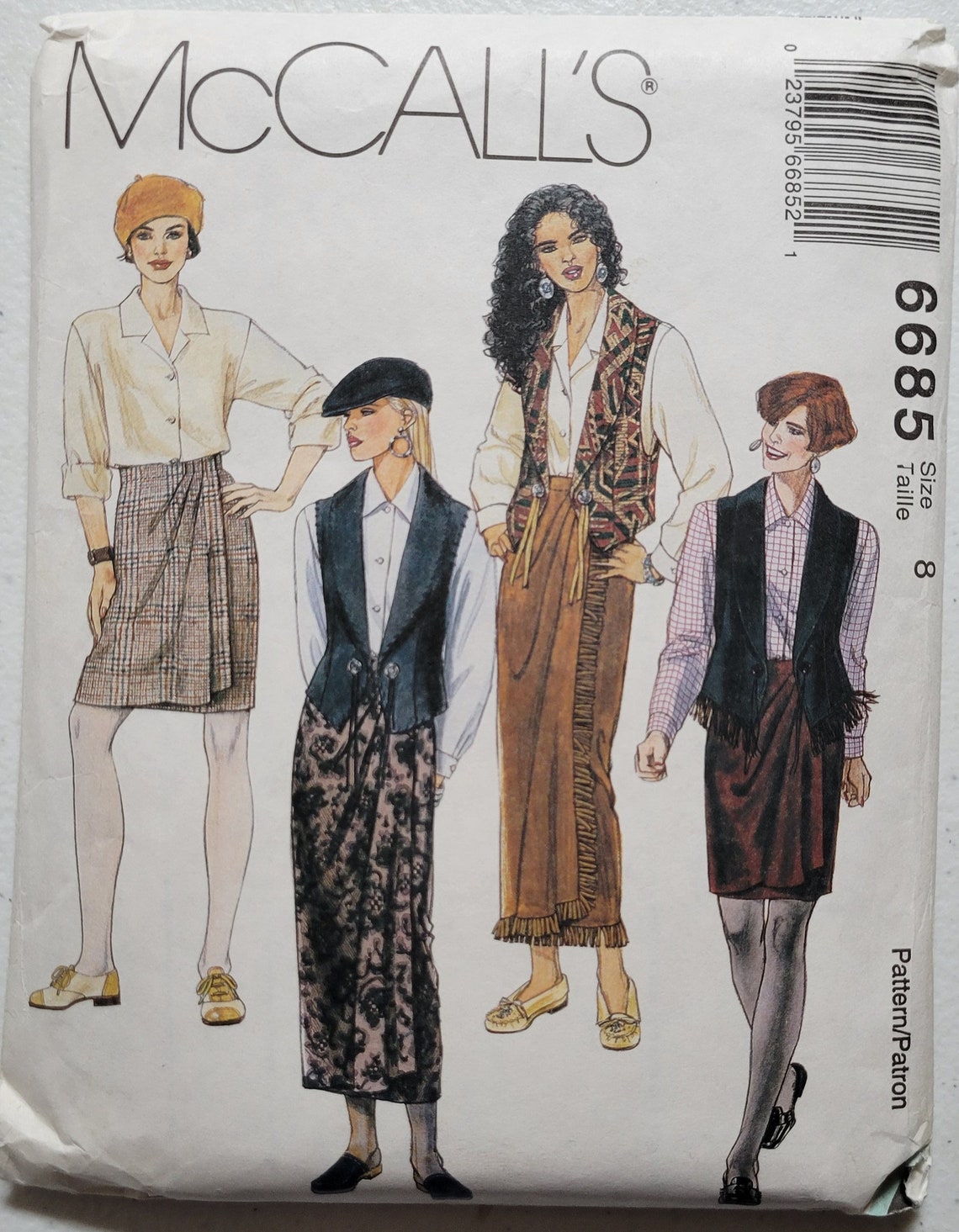 VINTAGE Mccalls Pattern 6685 Misses Vest, Shirt and Wrap Skirt - Etsy