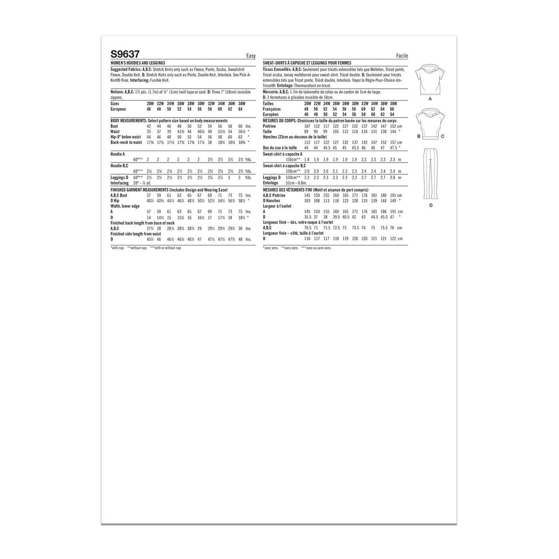 Simplicity Sewing Pattern S9637 Women's Hoodies and - Etsy