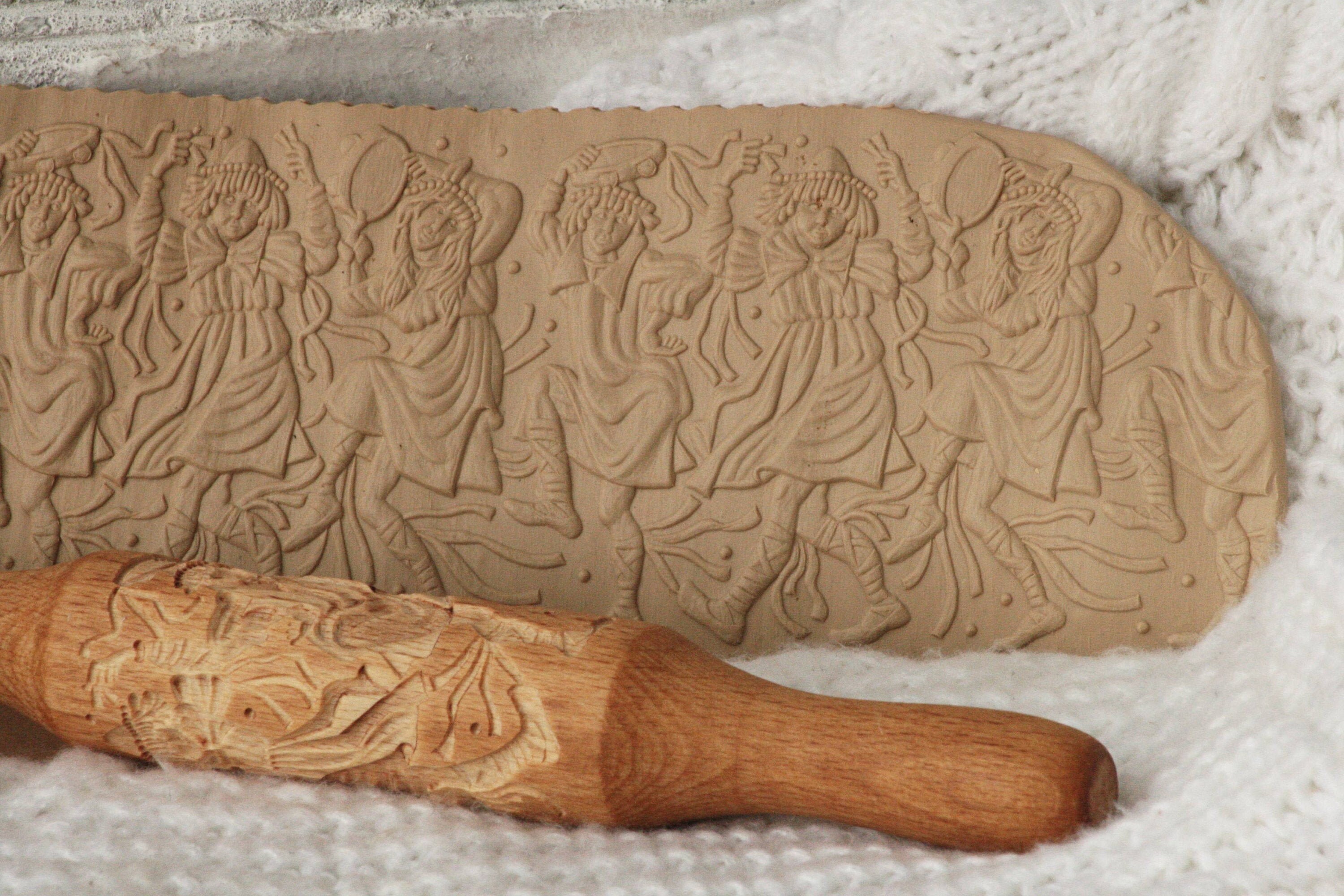 Embossing Rolling Pin Dancers Musicians Springerle Tools Wood | Etsy