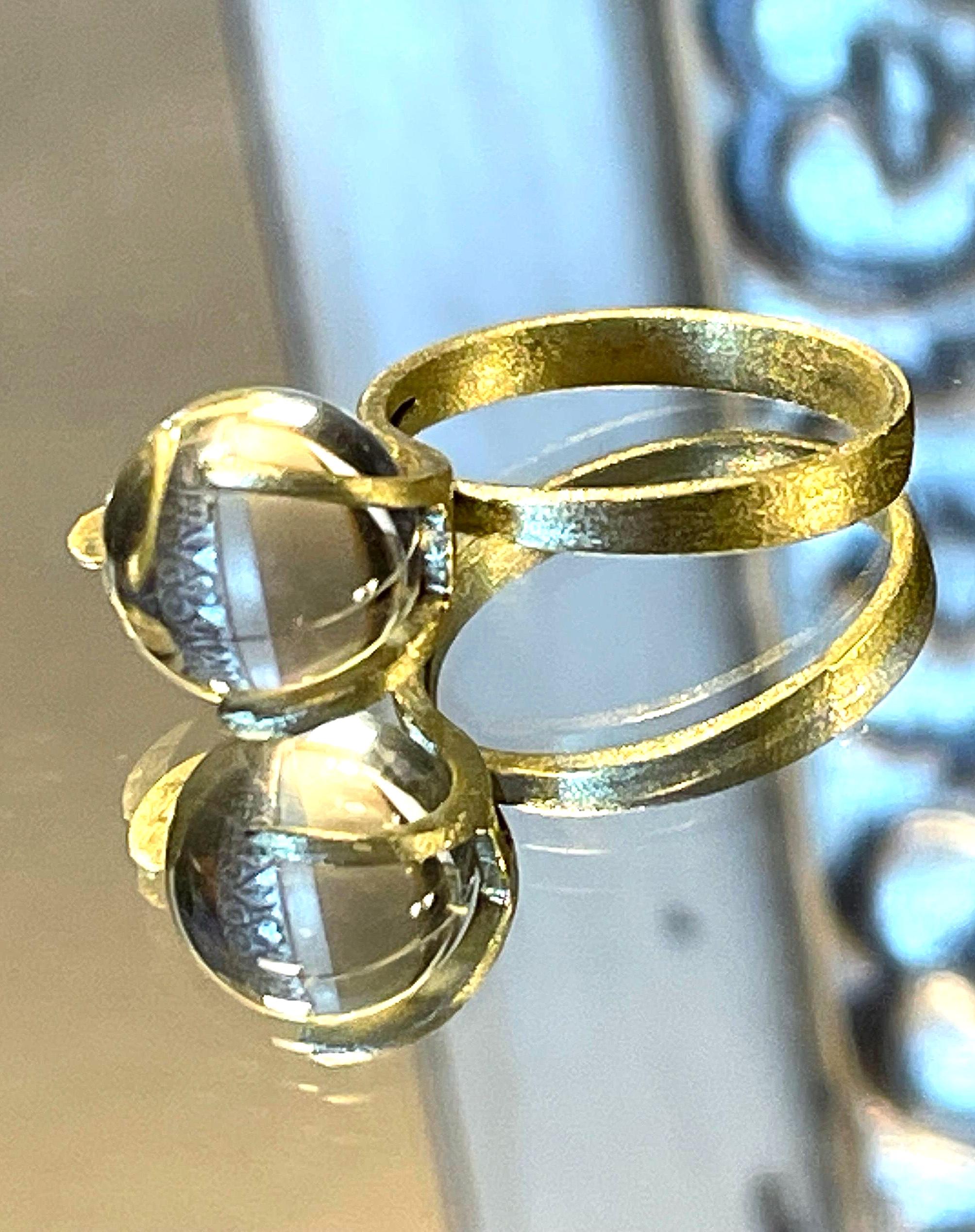14k Pools of Light Ring Brutalist Modernist 14k Gold Diamond South Sea ...