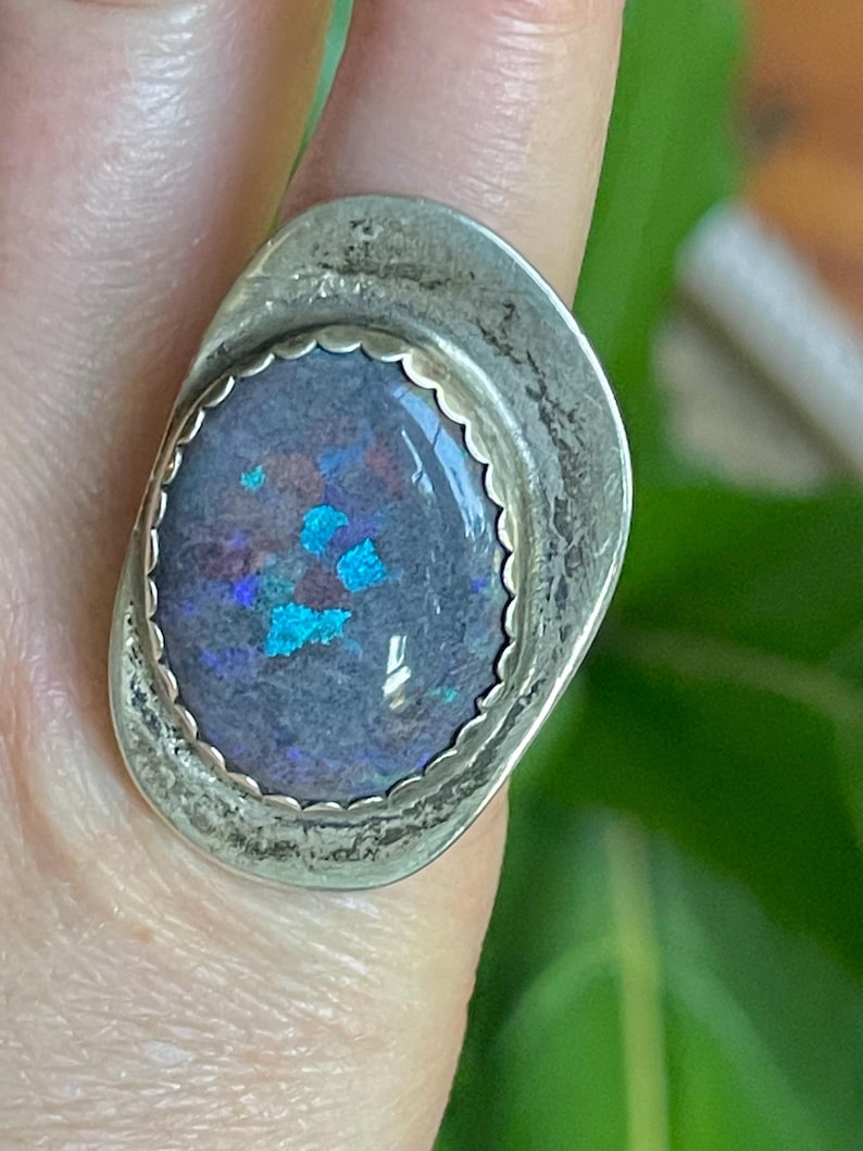 Black Opal Navajo Ring Virgin Valley Opal Nevada Black Opal Ring ...