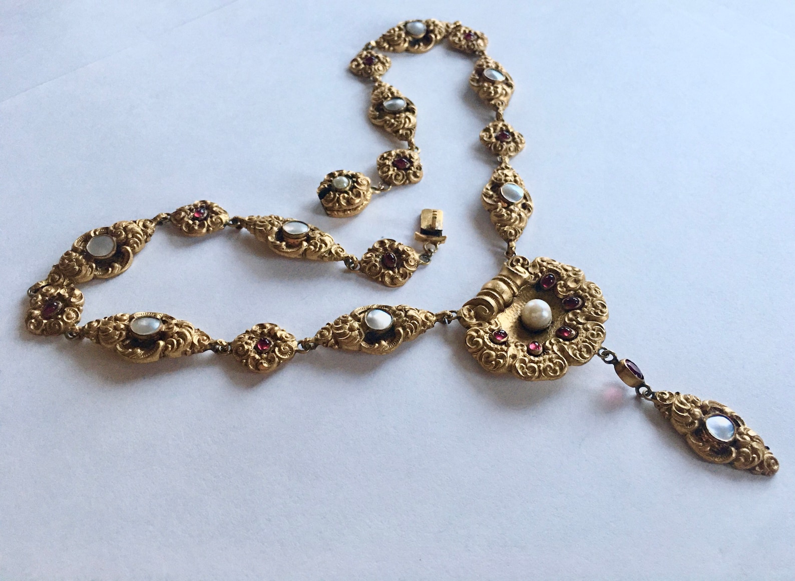 Victorian Pearls Rubies Necklace Riviere Rivière - Etsy