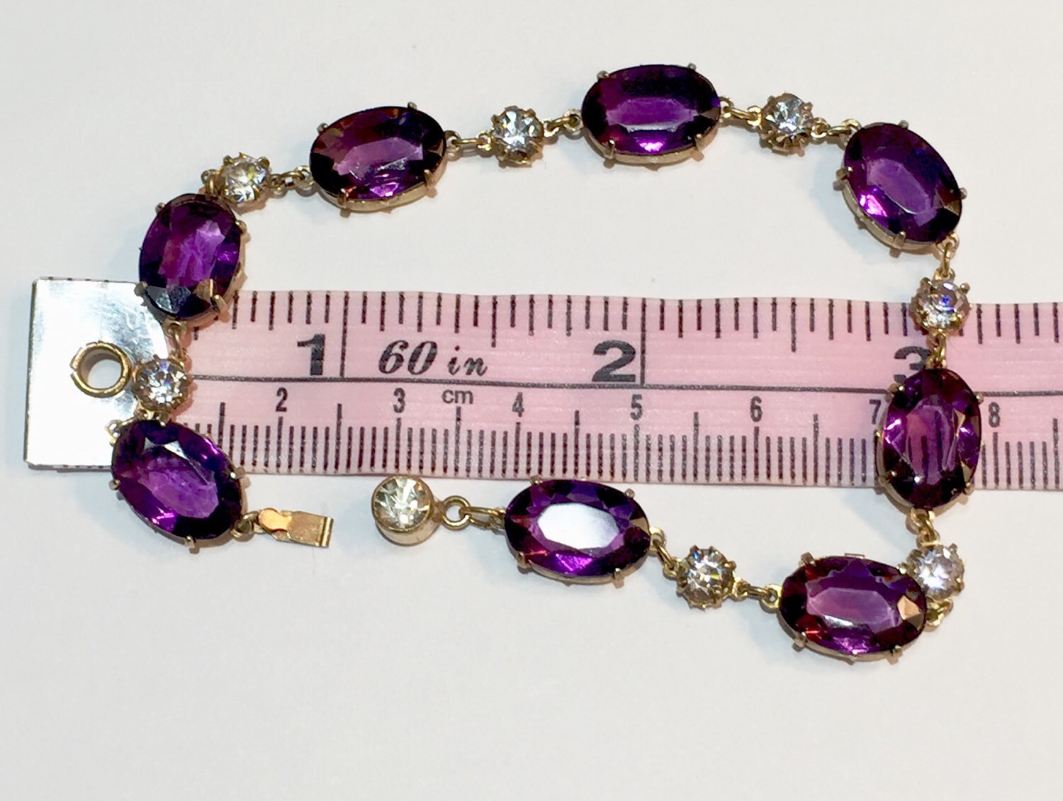Victorian Amethyst Diamond PASTE Sterling SILVER Gold Gilt Riviere ...