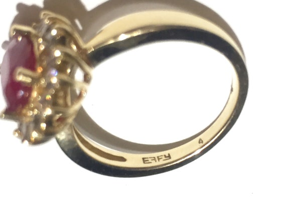 EFFY 14k Ruby Diamonds halo ring 14k yellow gold BH D… - Gem