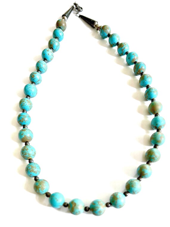 Old Turquoise Native American Navajo Necklace - Gem
