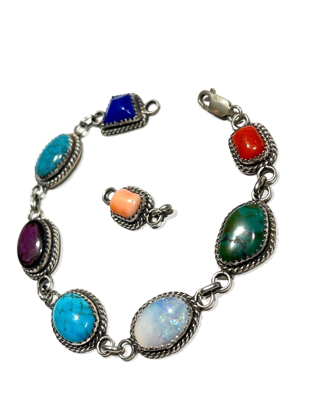 Opal Sugilite Bracelet, Multistone Bracelet Natural Green Turquoise ...