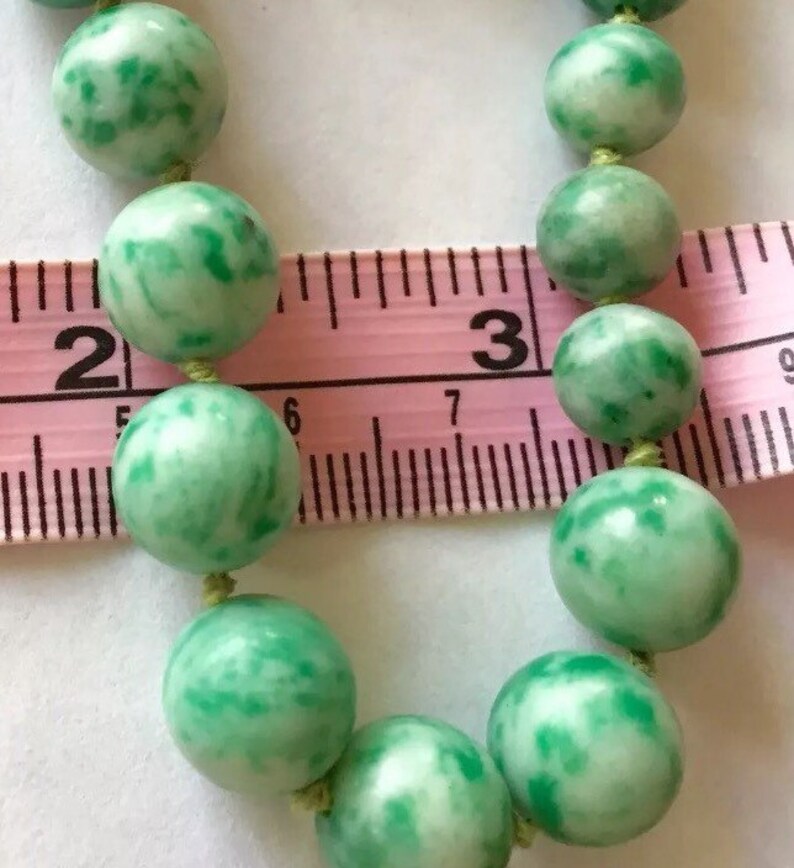 14k Antique Opera Green and White Mottled Stone Opera Long Necklace - Etsy