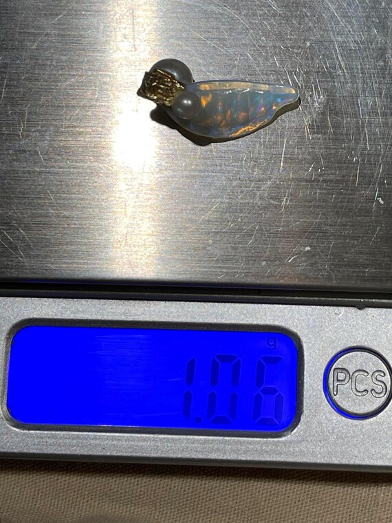 14k Lightning Ridge Black Australian Crystal Opal pen… - Gem