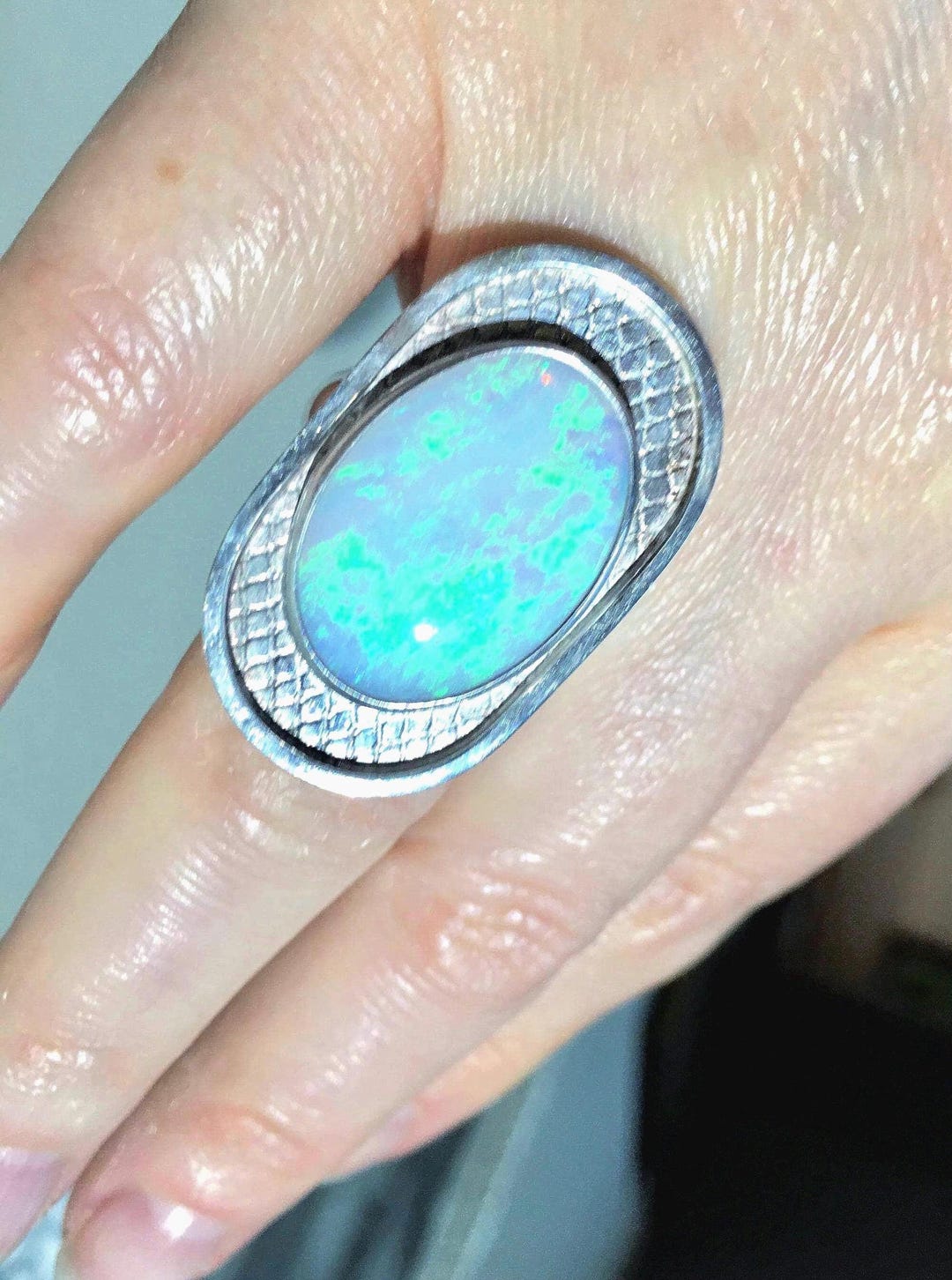 Big Navajo Opal Ring Virgin Valley Opal Ring October Birthstone Ring ...