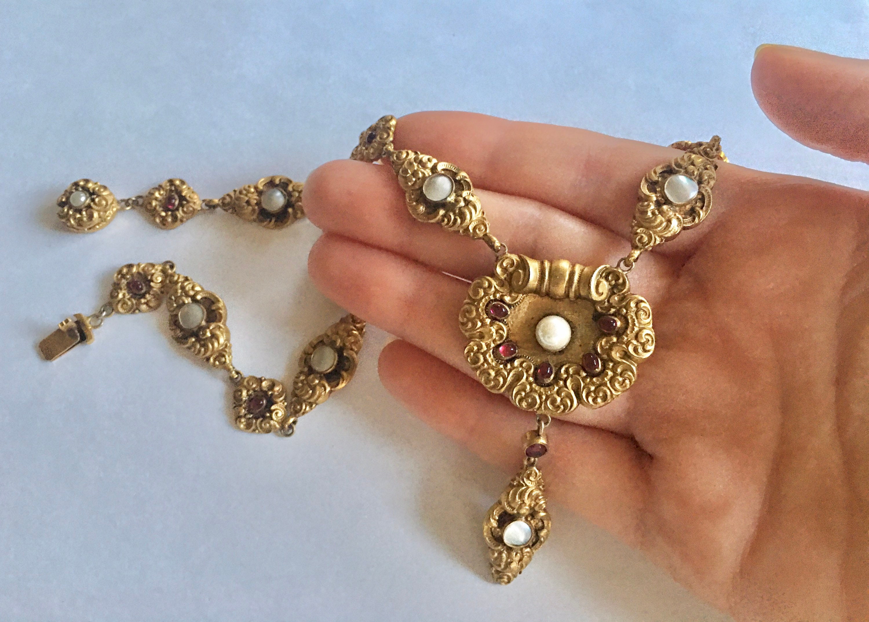 Victorian Pearls Rubies Necklace Riviere Rivière - Etsy