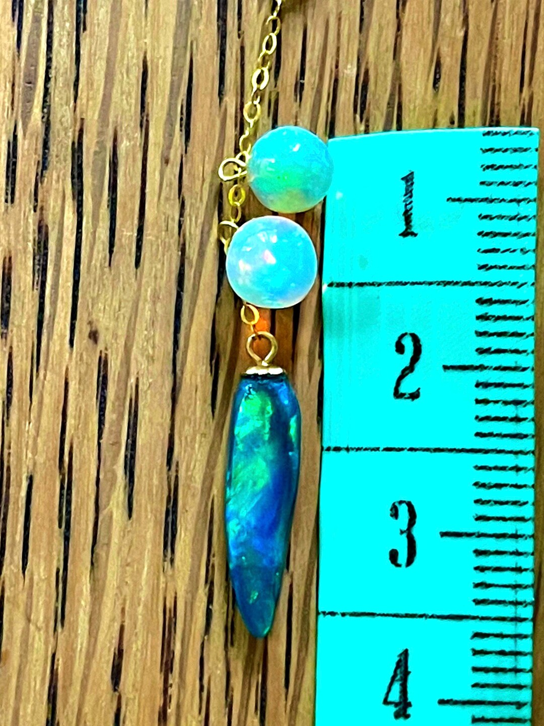 18k Black Australian Opal and Crystal Opals Pendant Necklace Lariat ...