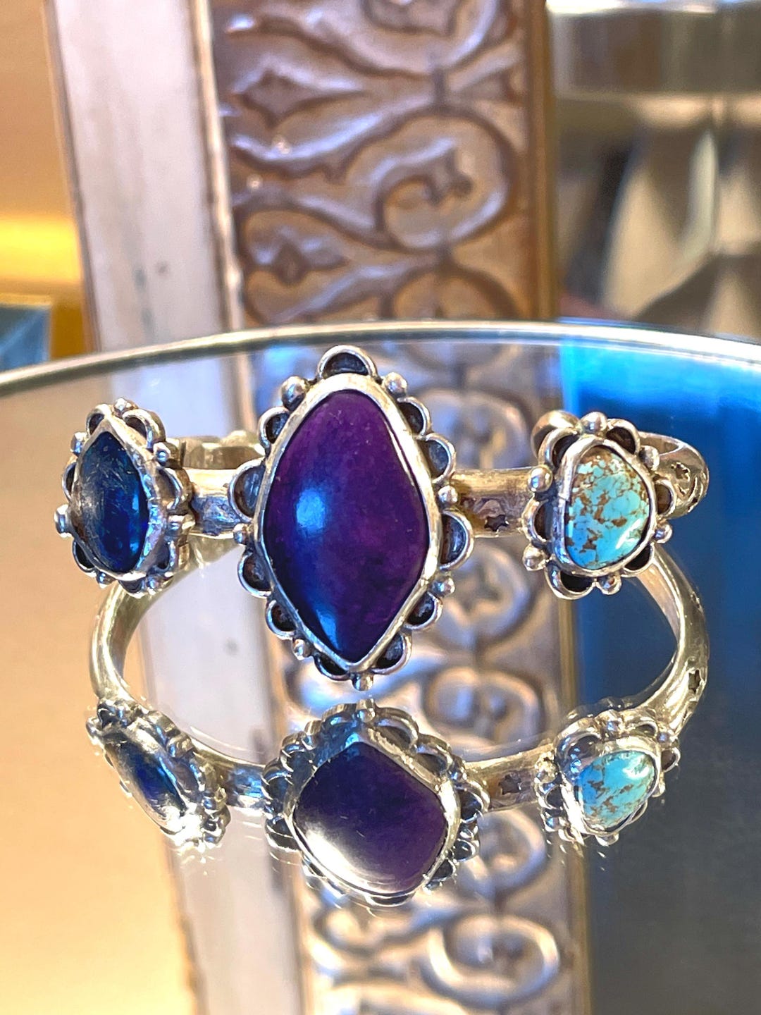 Sugilite Opal Turquoise Cuff Sterling Silver Native American Style ...