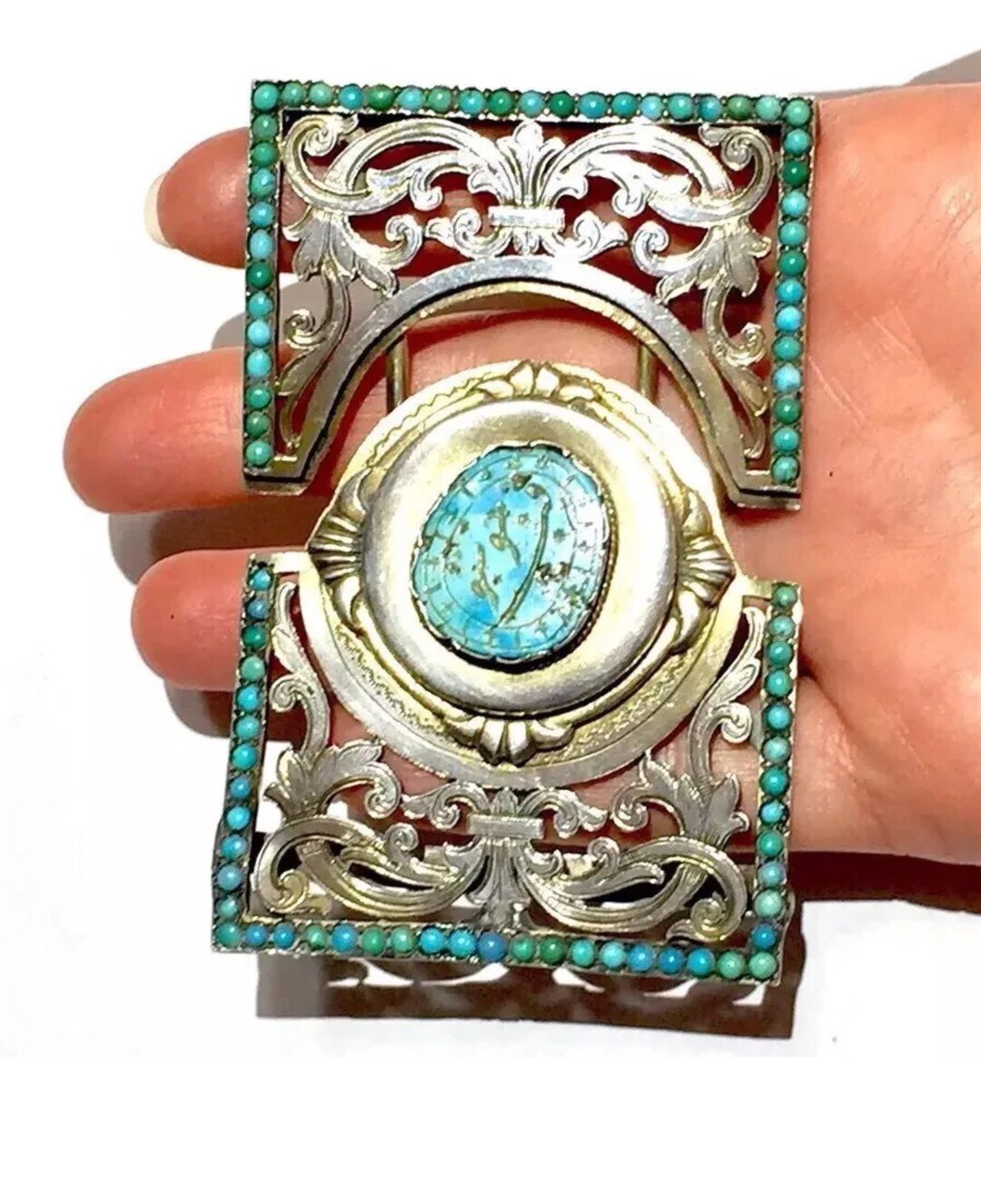 Faberge Workshop Ivan Britzin Made Natural Untreated Turquoise Silver ...