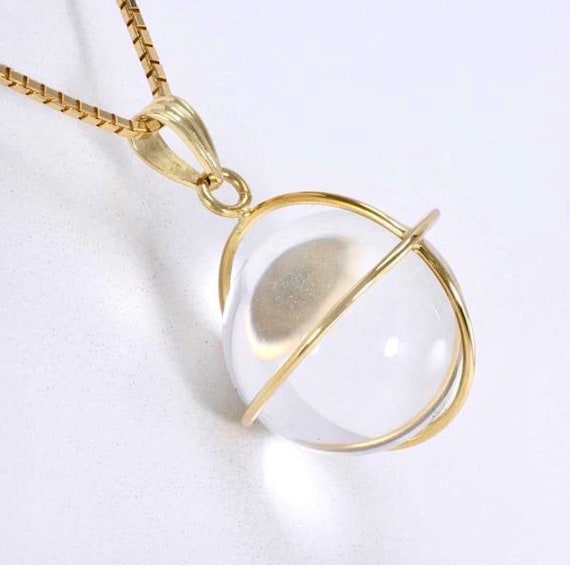 18k gold Pools of light Large Orb Crystal Quartz Rock… - Gem