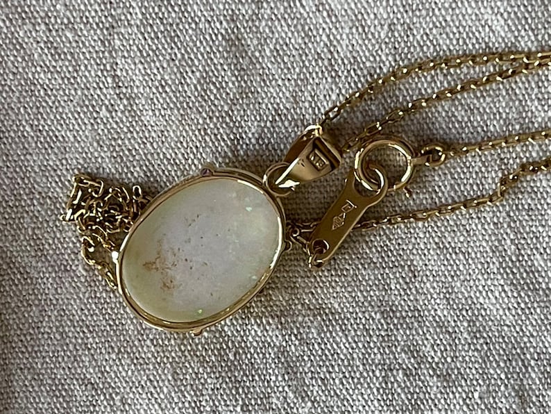 18k Australian FIRE Opal Pendant W/chain Necklace - Etsy