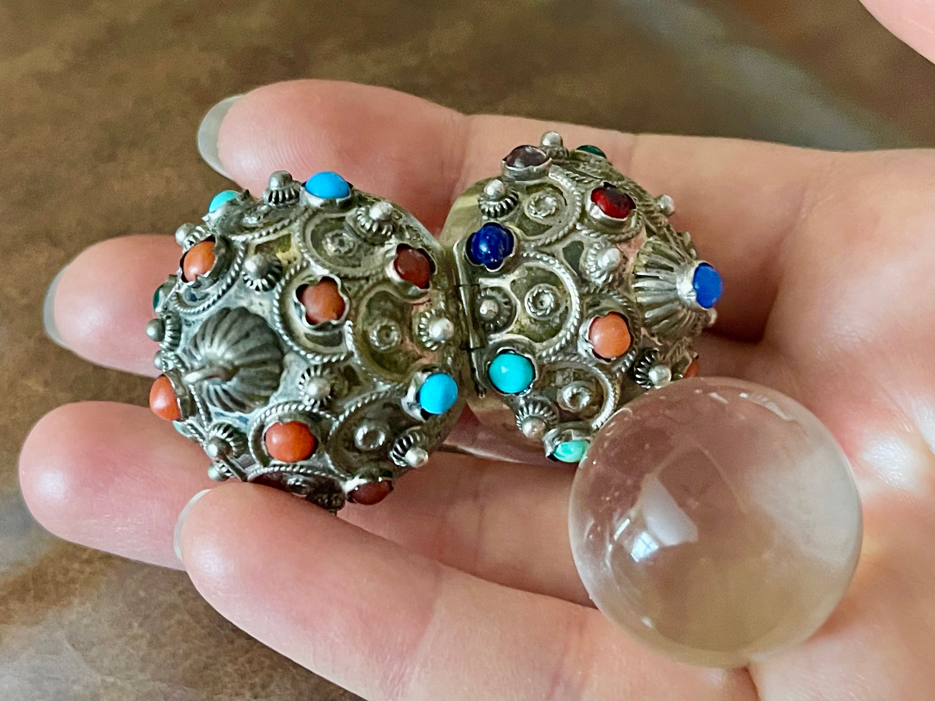 HUGE Pools of Light Sterling Silver Glass Orb Ball Crystal Locket ...