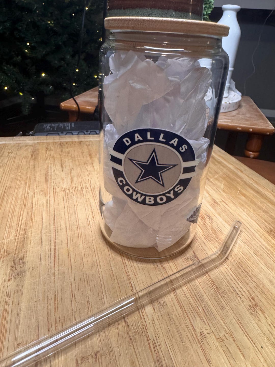DALLAS COWBOYS Beer Can Glass, NFL Team Gear, Cowboys Glass Ware, Lid ...