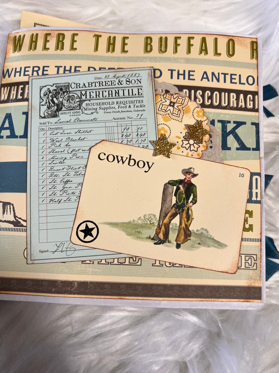 COWBOY Scrapbook, Paper Bag Album, Vintage RODEO Photo Album, Mini ...