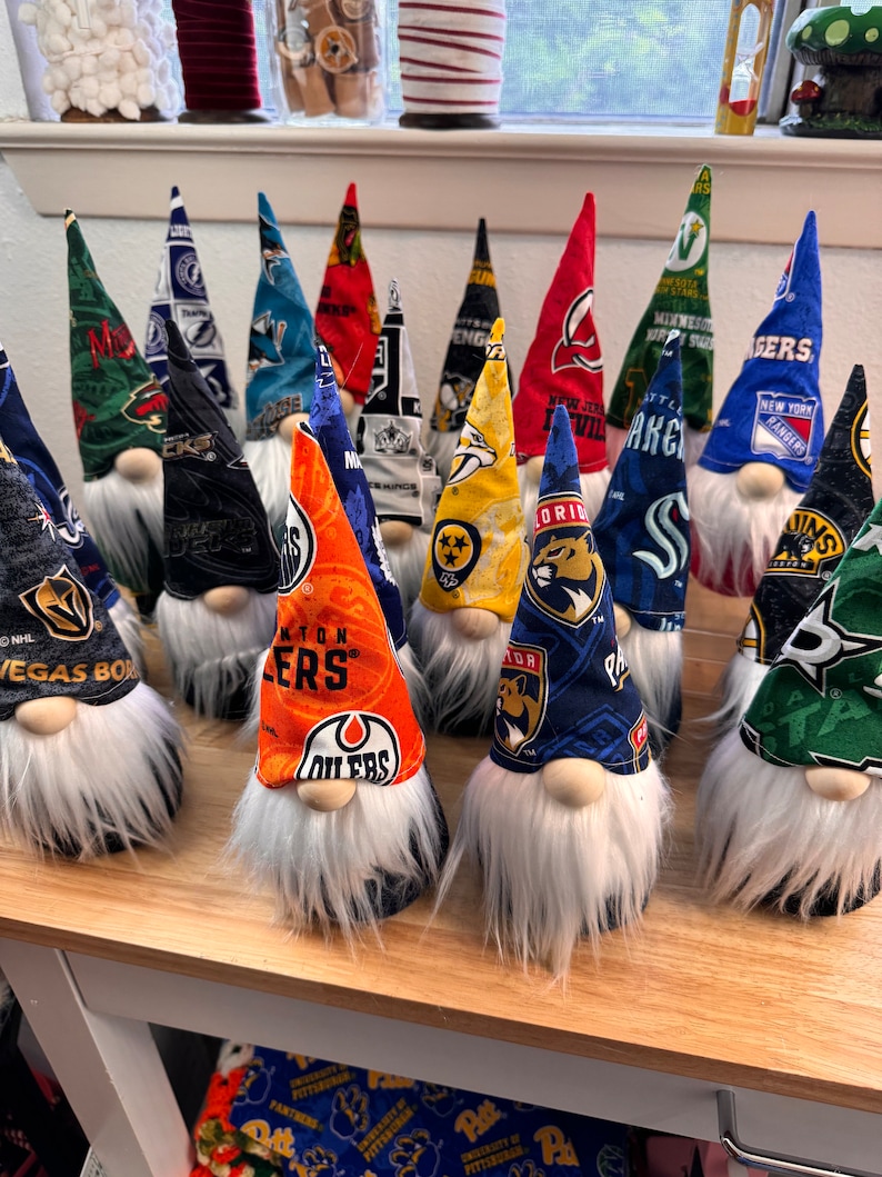 HOCKEY NHL GNOMES, Hockey Team Merch, Hand Sewn Gnomes, Stanley Cup ...