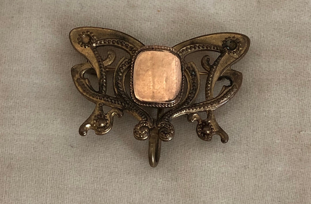 Vintage Art Nouveau Watch Pin~fancy Brass Watch Pin to Monogram~lady's ...