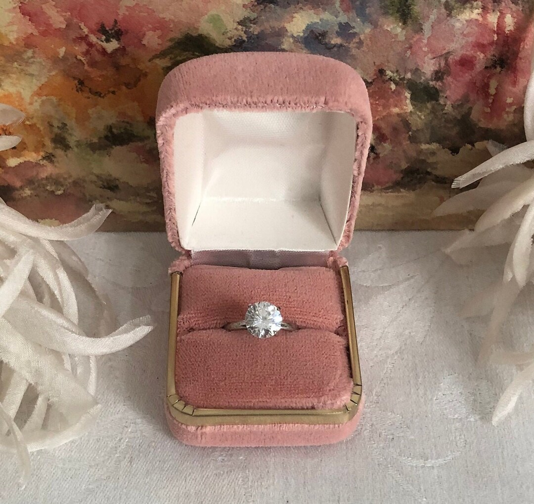 Retro 1980's Velvet Single Ring Box~tea Room Pink Ring Display Box~new ...