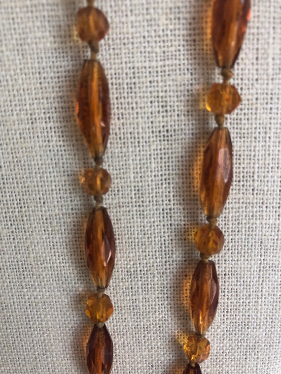 1920's Glass Bead Flapper Necklace~Copper Colored Gla… - Gem