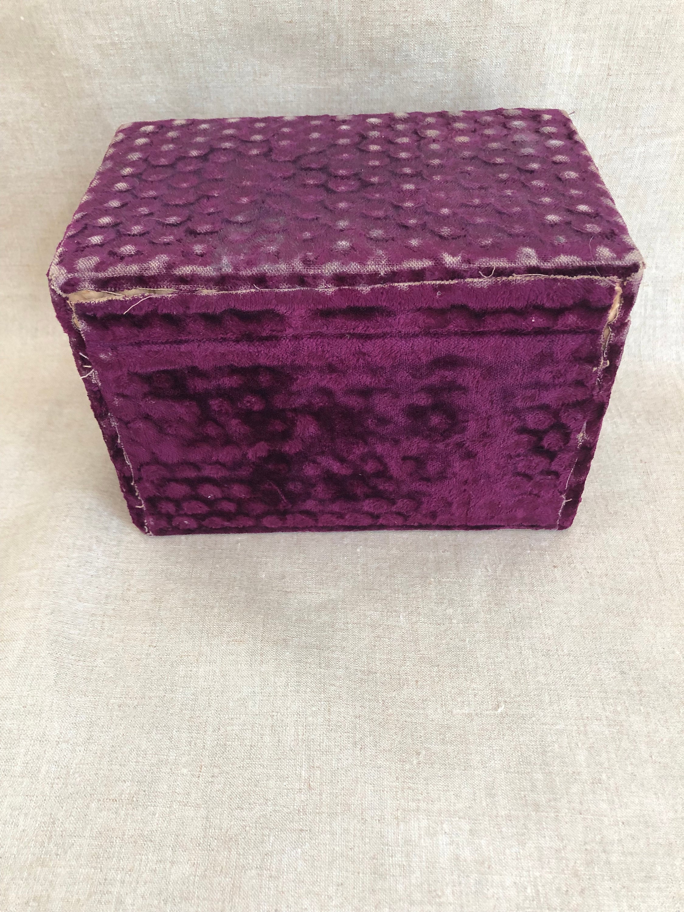 Antique Victorian Keepsake Box Plum Velvet ~photo & Card Storage Box ...
