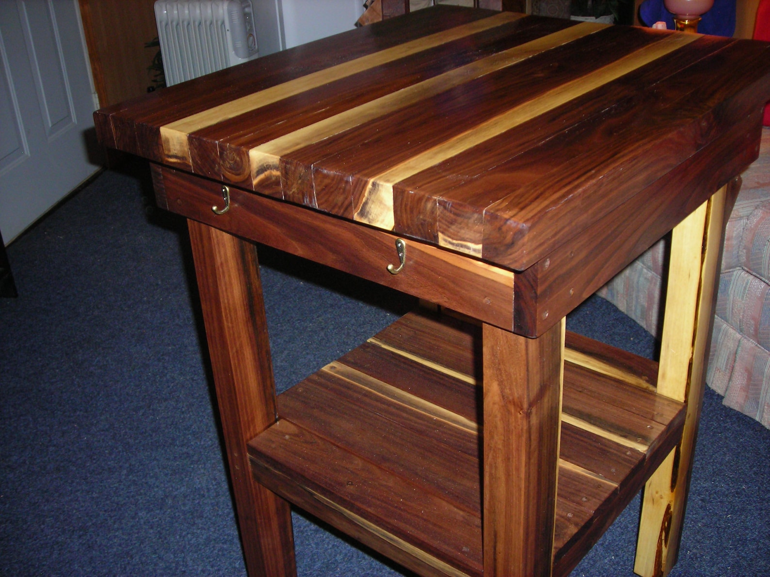 Rolling Island Butcher Block Service Cart in Black Walnut - Etsy