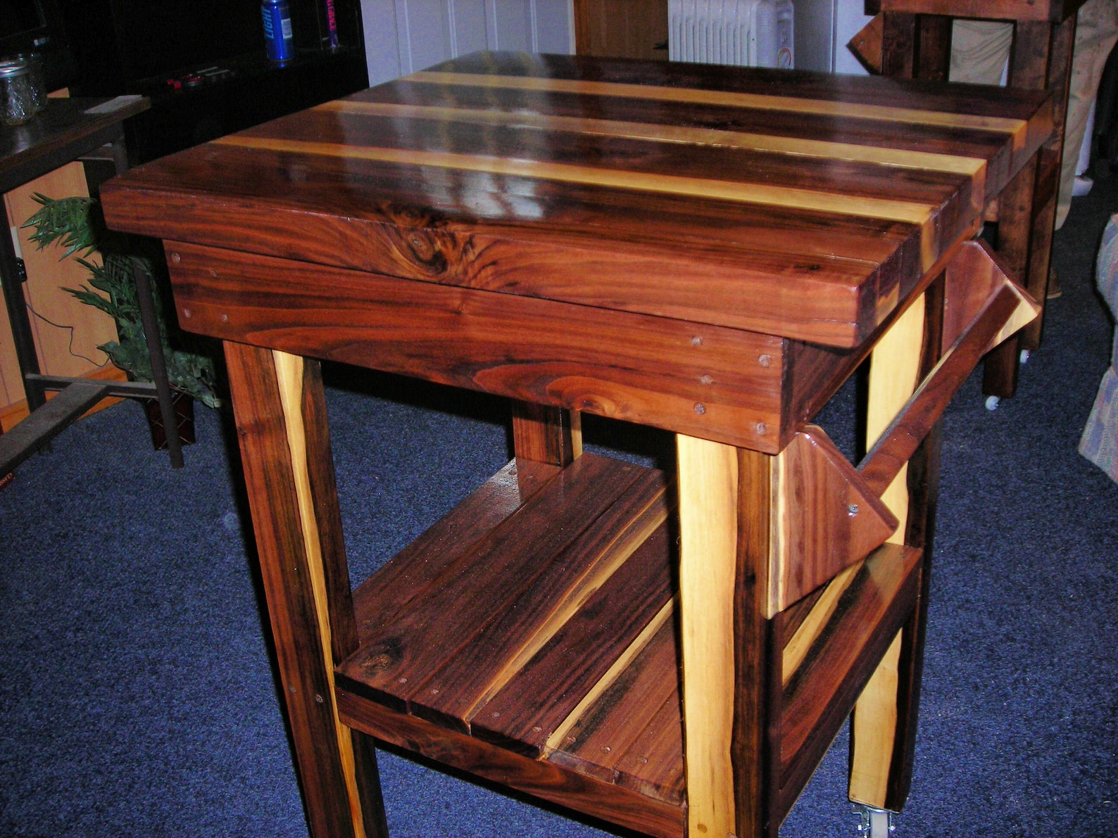 Rolling Island Butcher Block Service Cart in Black Walnut - Etsy