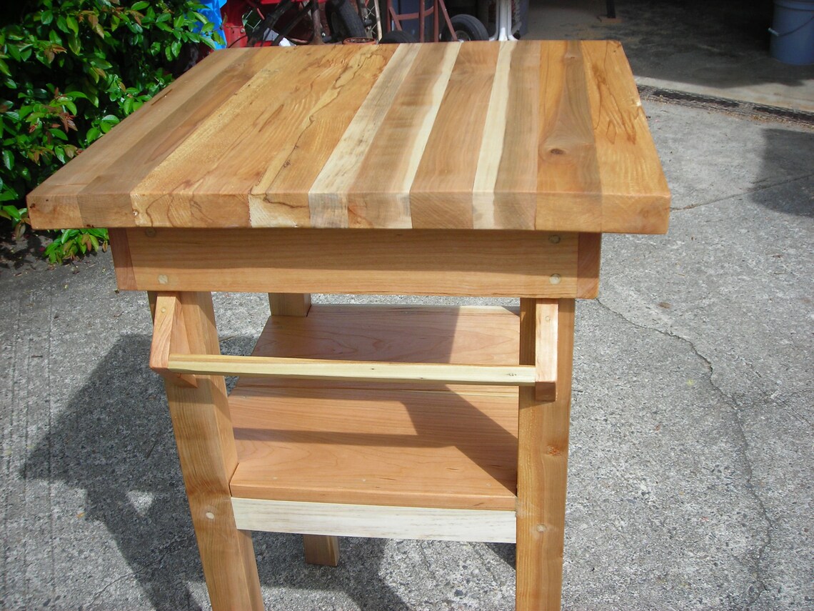 Maple Kitchen Butcher Block Island/cart. Prep Table Serving - Etsy