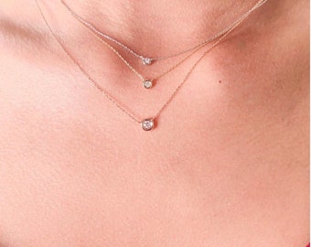 Floating Diamond Necklace - Etsy