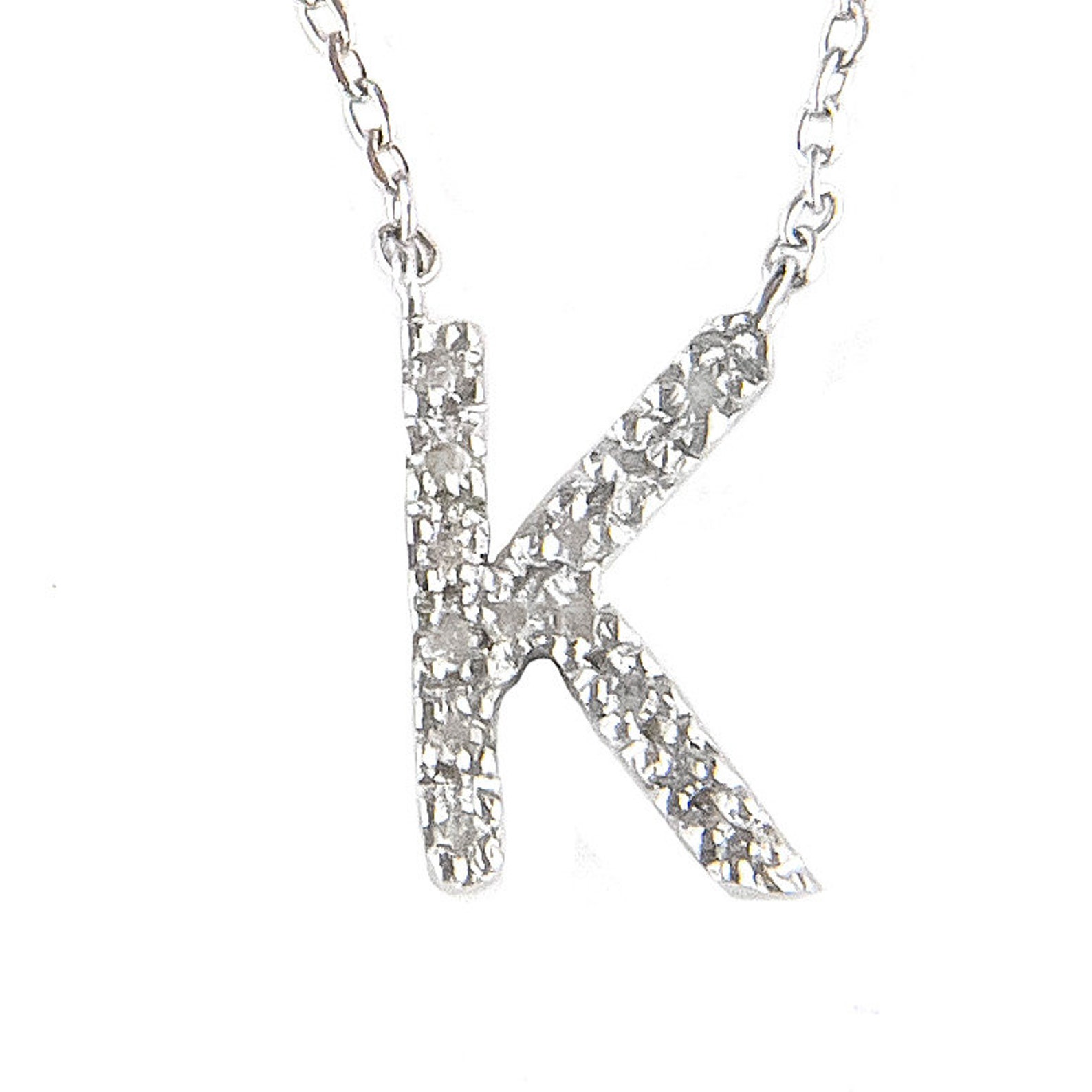 Sterling Silver Natural Diamond Initial Necklace Dainty - Etsy