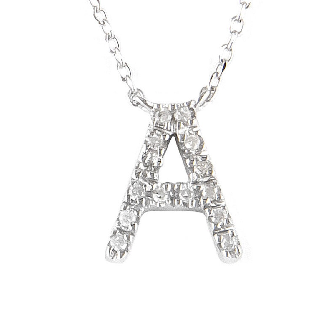 Sterling Silver Natural Diamond Initial Necklace, Dainty Letter Pendant ...