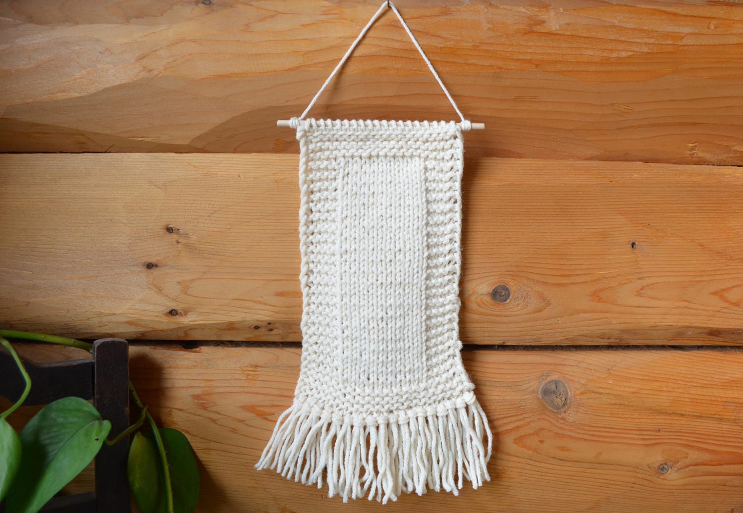 Knit Wall Hanging Home Decor White Knitted Decor Fiber Art | Etsy