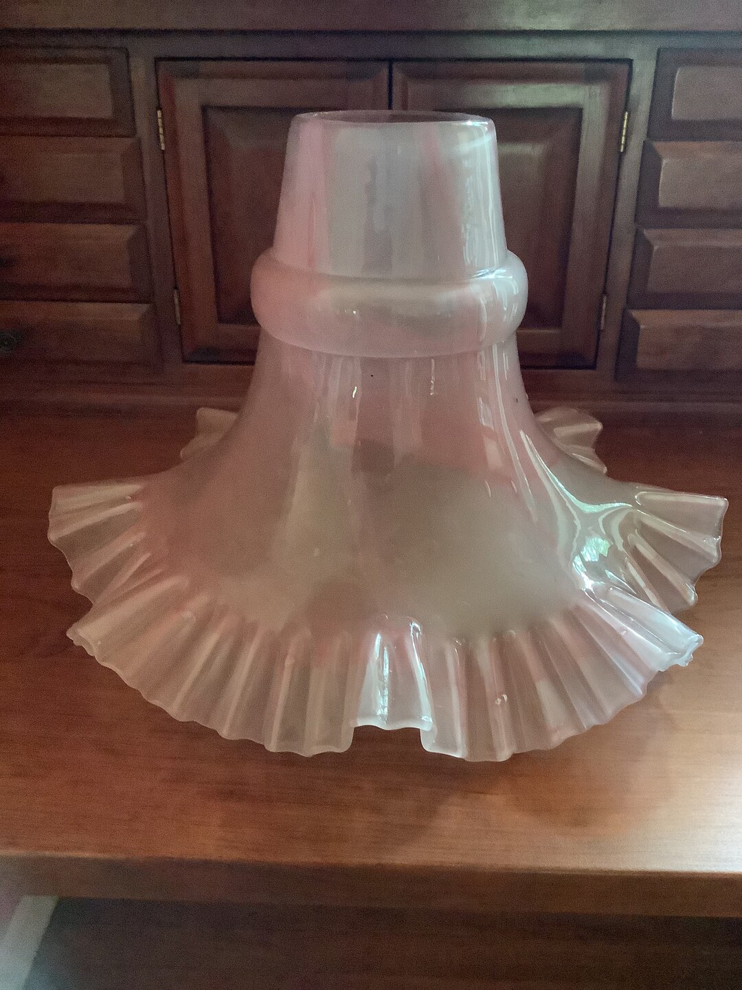 Vintage Victorian Heavy Glass Lamp Shade, Light Pink Blown Glass Light ...