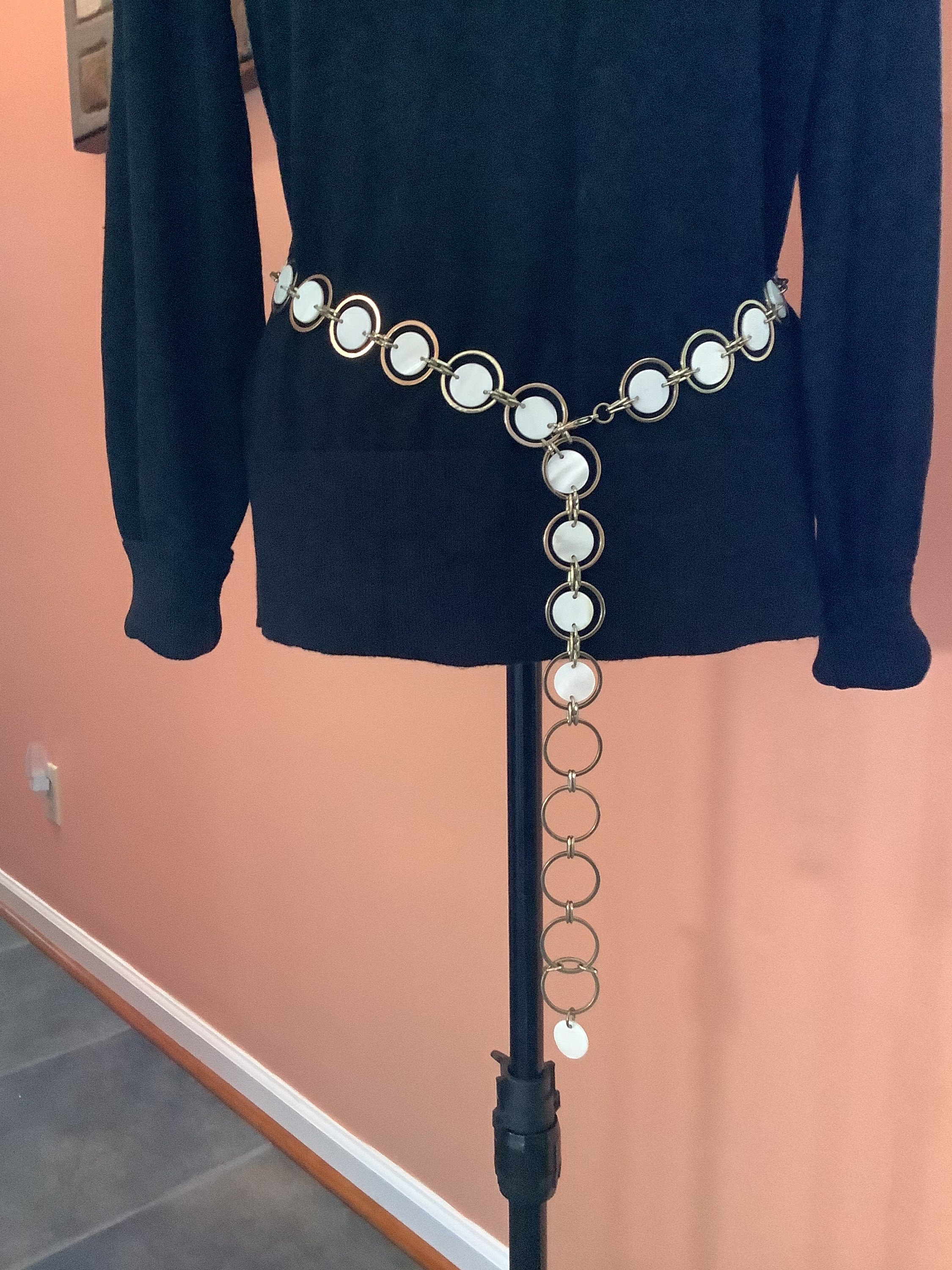 80s Circle Chain Link and Sea Shell Belt - Etsy