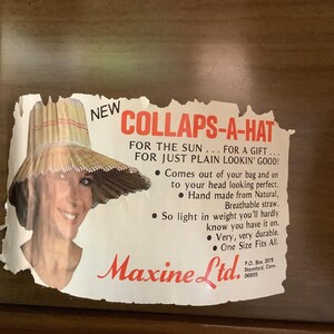 Vtg. 70s Collapse-a-hat ,straw Hats, Maxine Ltd. - Etsy