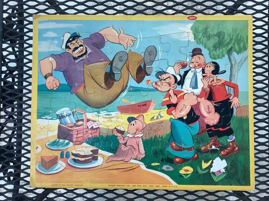 Vintage Pop Eye Puzzle,jaymar Puzzles, “brutus Comes to Lunch” - Etsy