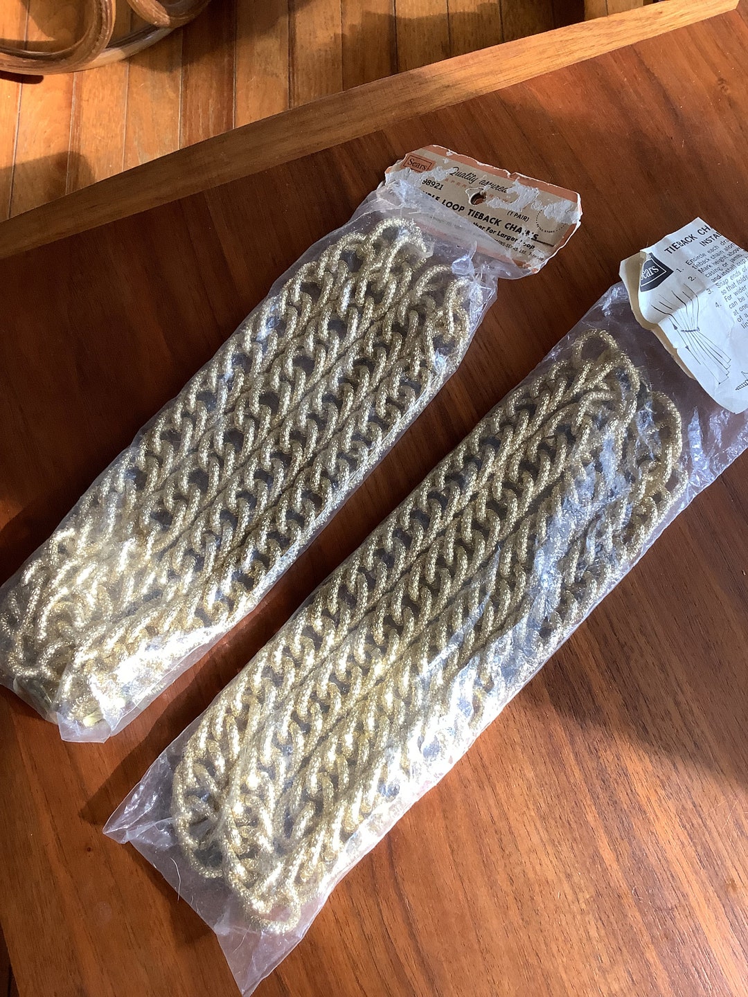 Sears,double Loop Tieback Chains,curtain Tiebacks,large Textured Gold ...