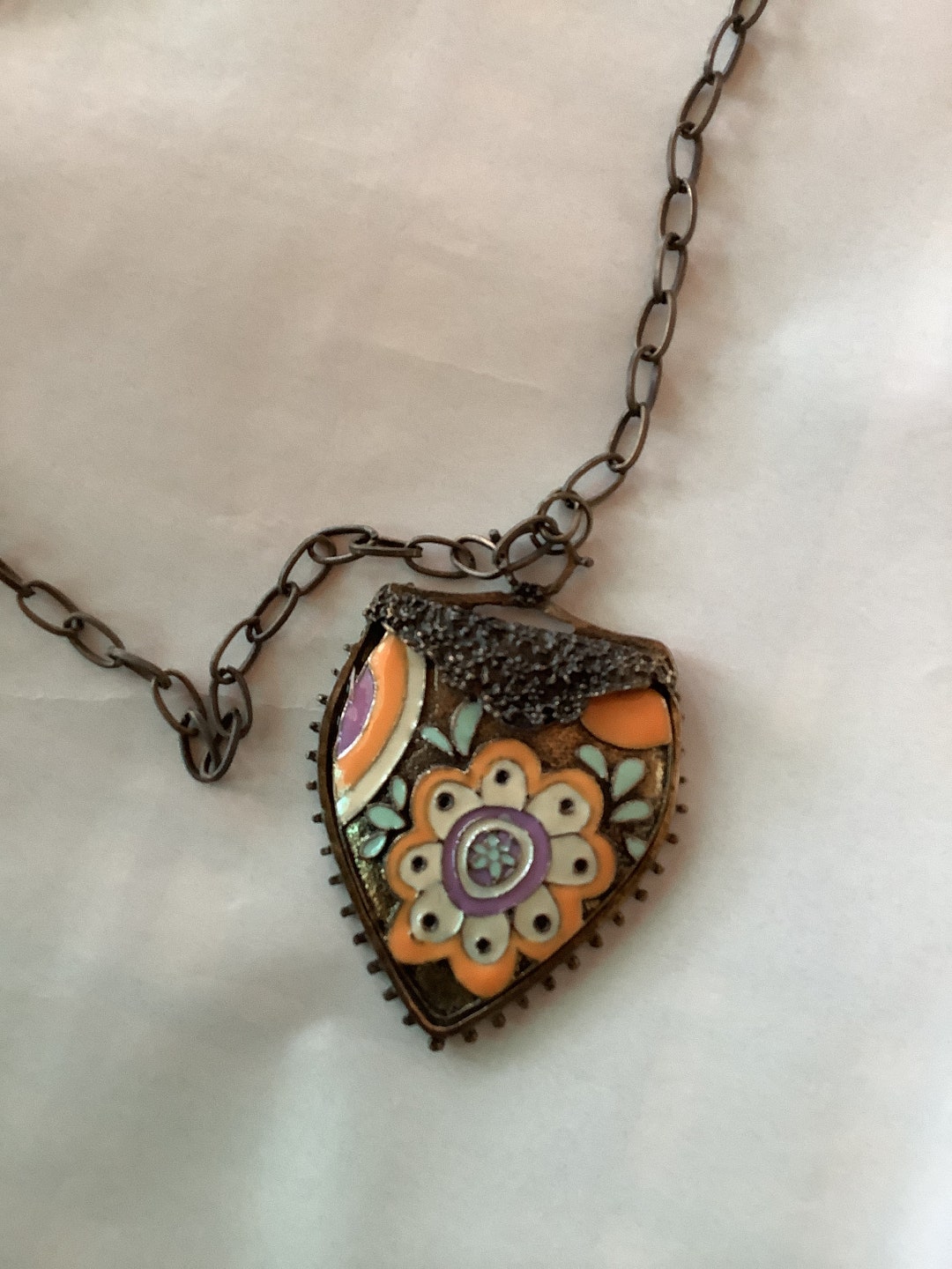 RARE LUCKY BRAND Acorn Peace Sign Necklace, Chain Link Faux Locket ...