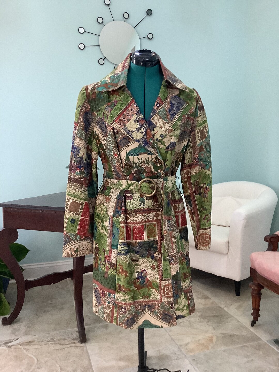 70s /80s Tapestry Coat,sz 14,handmade Tapestry Cost of Cotton and Silk ...
