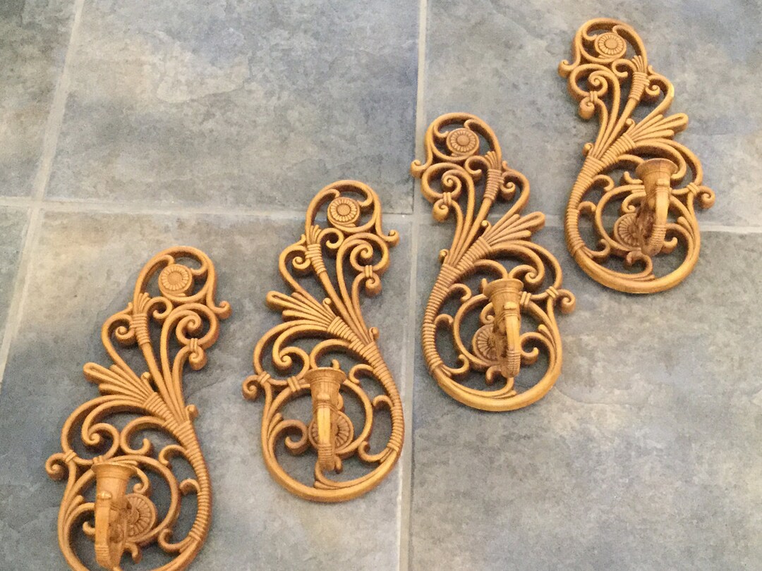 Vintage SYROCO Candlestick Sconces,mid Century Sconces,candlestick Wall ...