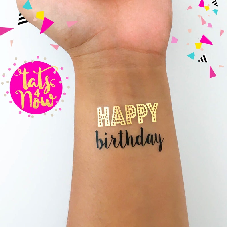 Birthday Tattoos Birthday Girl Tattoo Let's Party | Etsy