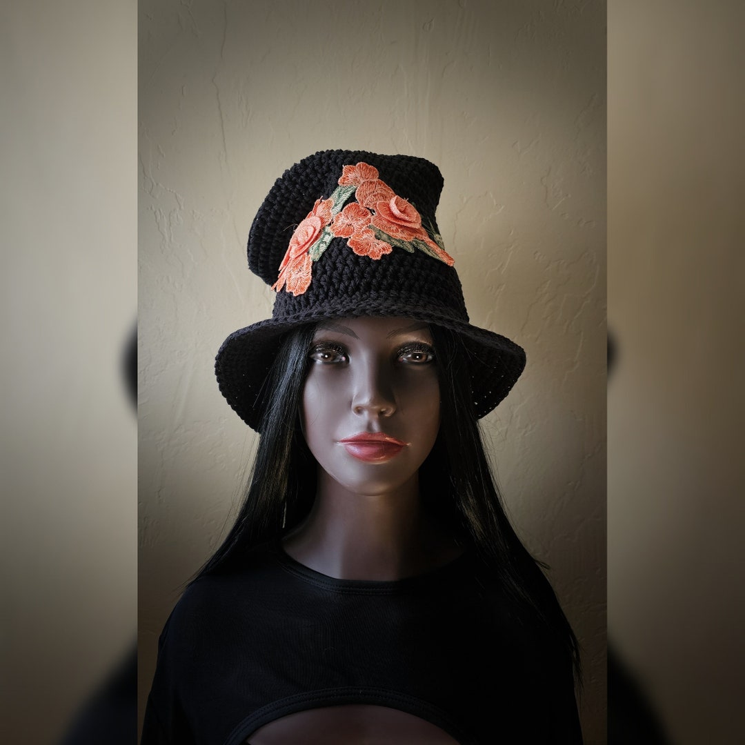 Black and Orange Hat. Top Hat. - Etsy