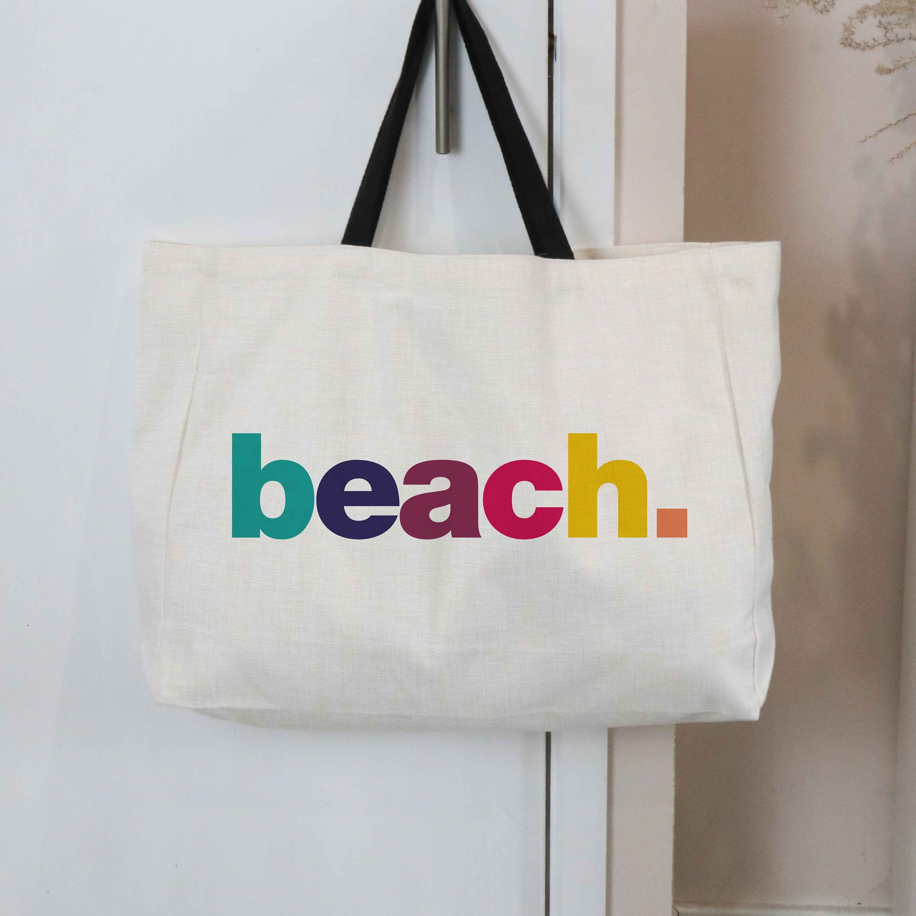 Beach Bag, Big Canvas Tote Bag, Canvas Shopper, Slogan Bag, Linen Tote ...