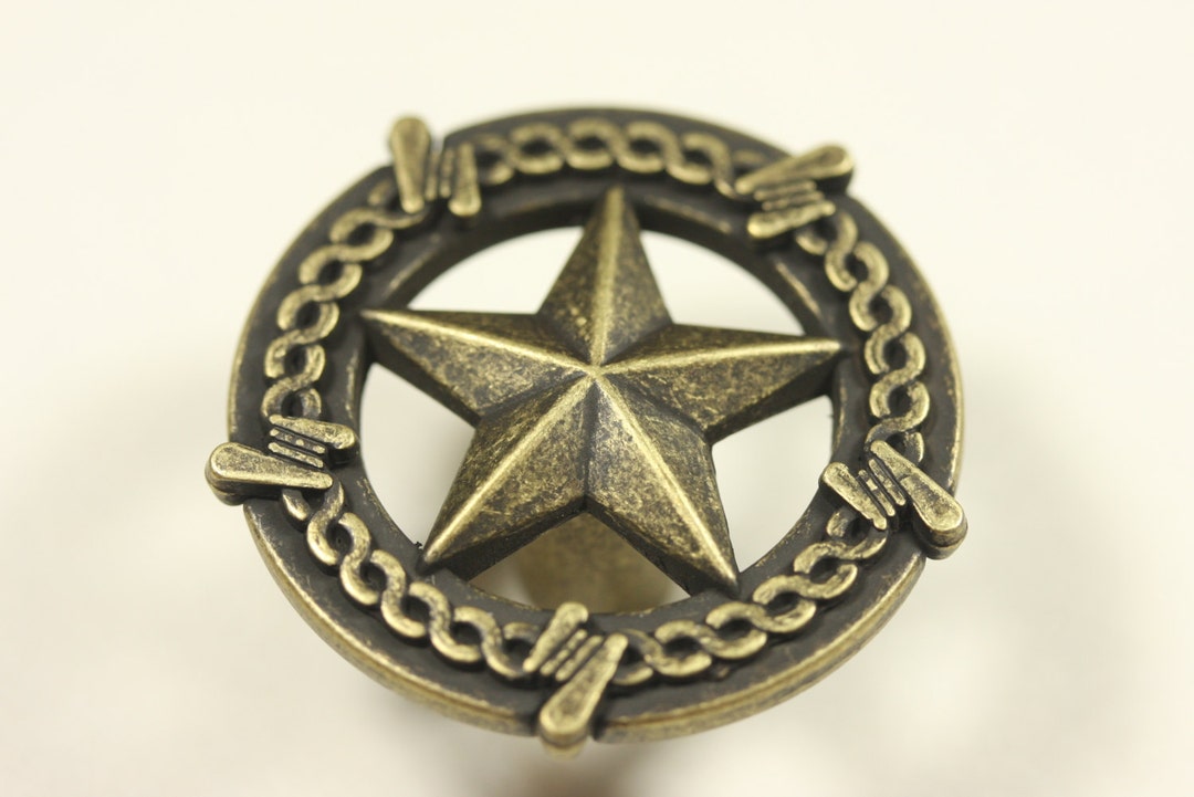 Star With Barbed Wire Knob - Antique Brass - Etsy