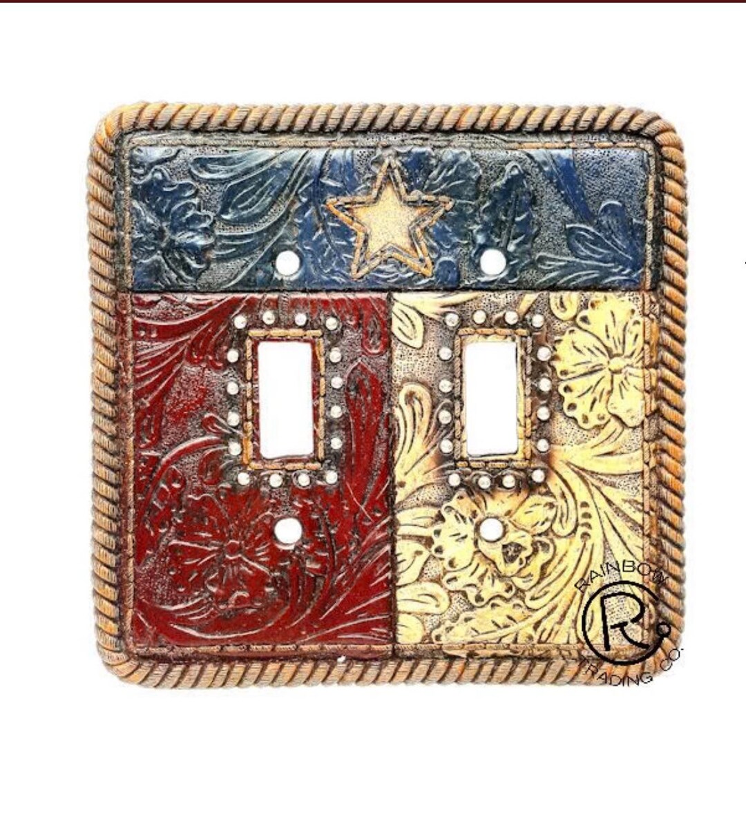 Western Switch Plate Cover RA9369 Double Switch, Tooled Leather Look - Etsy