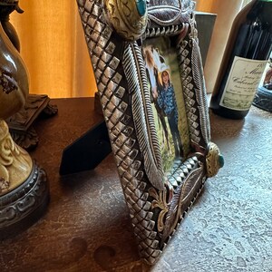 Fancy Western Feather Floral Teal Gem Cowboy Picture Frame Country ...